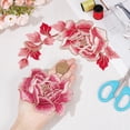 1Set 2Pcs 2 Style Peony Polyester Embroidery Sew on Clothing Patches ...