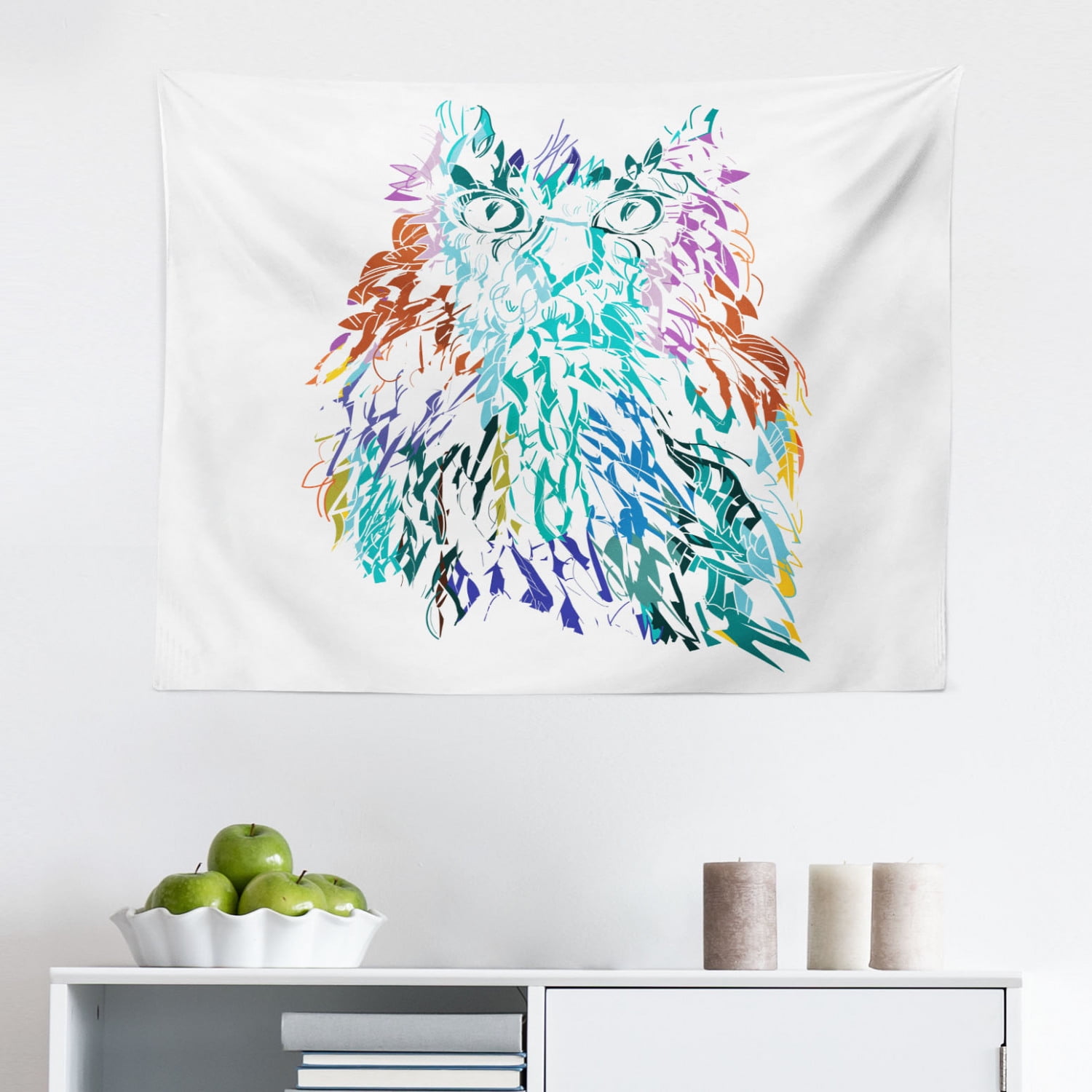 Owl Tapestry, Vintage Inspired Owl Pattern Invisible to Prey Nocturnal ...