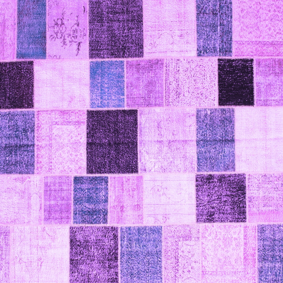 Ahgly Company Indoor Square Patchwork Purple Transitional Area Rugs, 6 ...