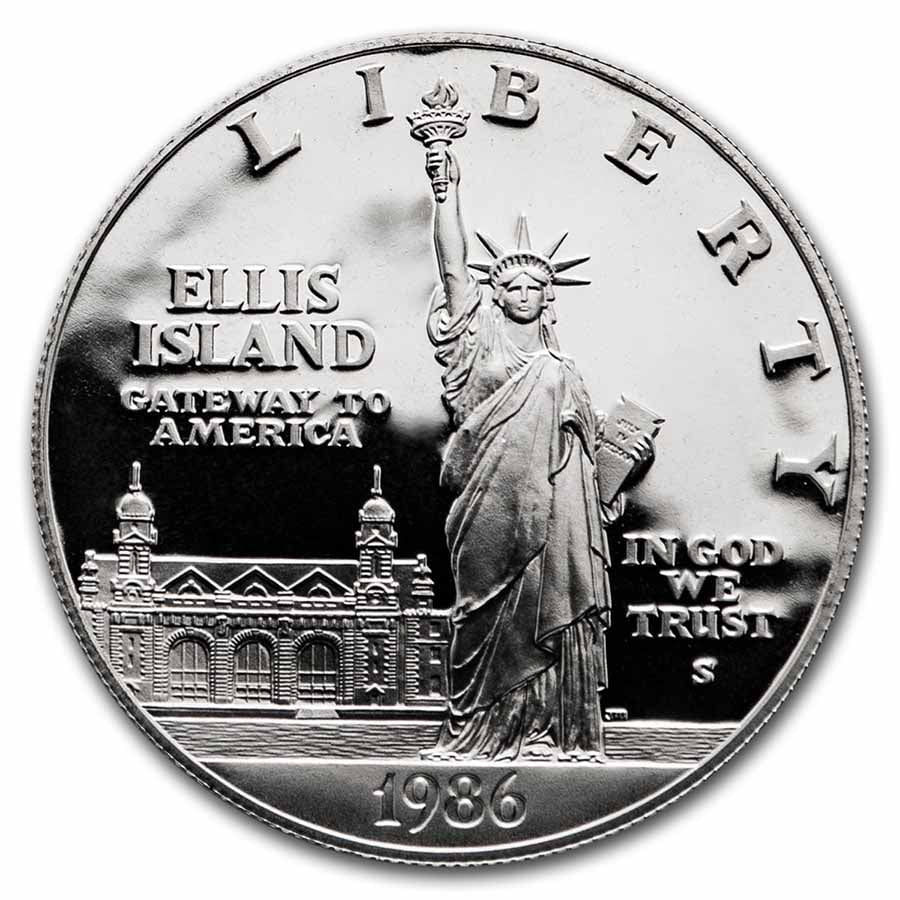 1986-S Statue of Liberty $1 Silver Commem Proof (w/Box & COA) - Walmart.com