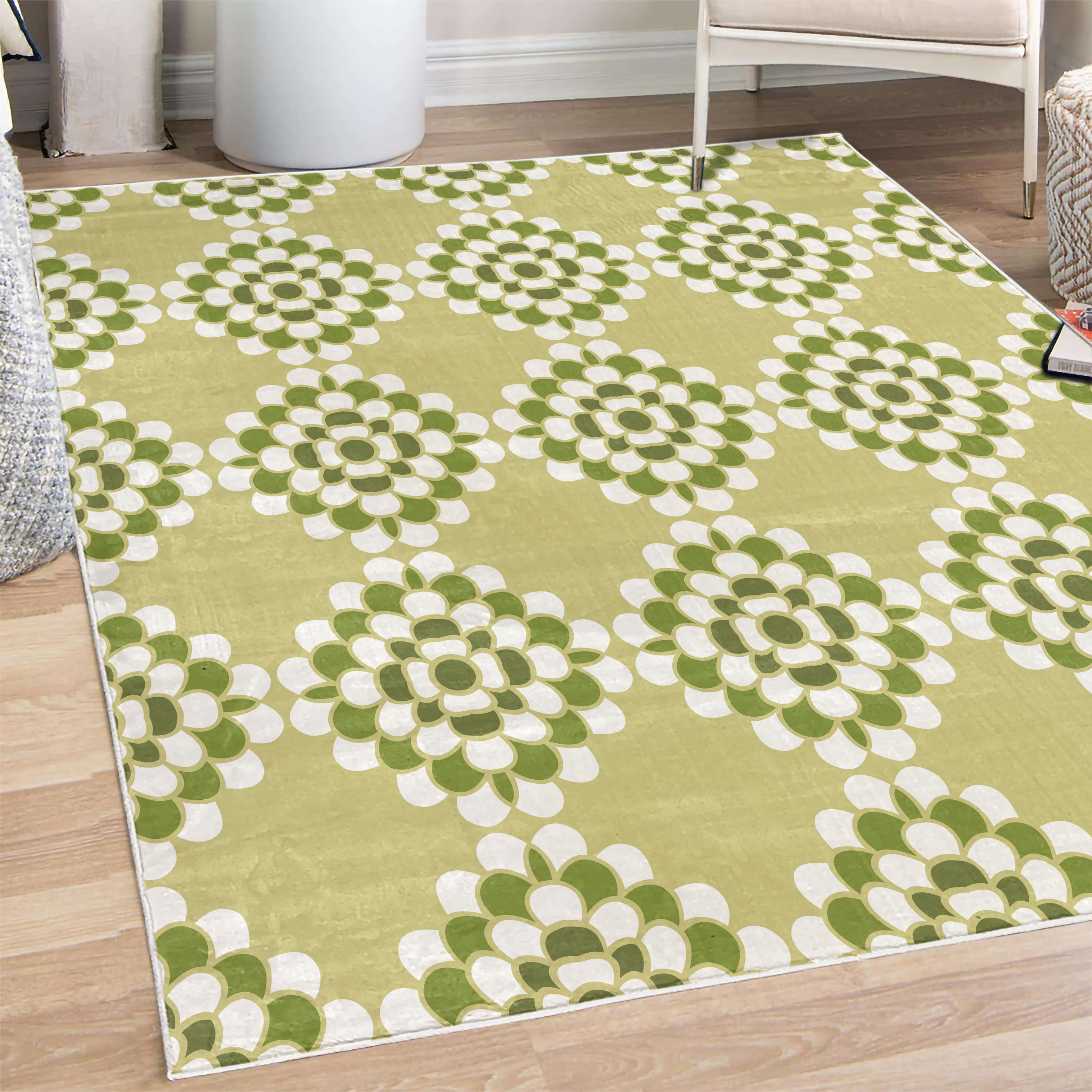 Floral Decorative Rug, Abstract Horizontal Lines Geometric Bold Thin ...