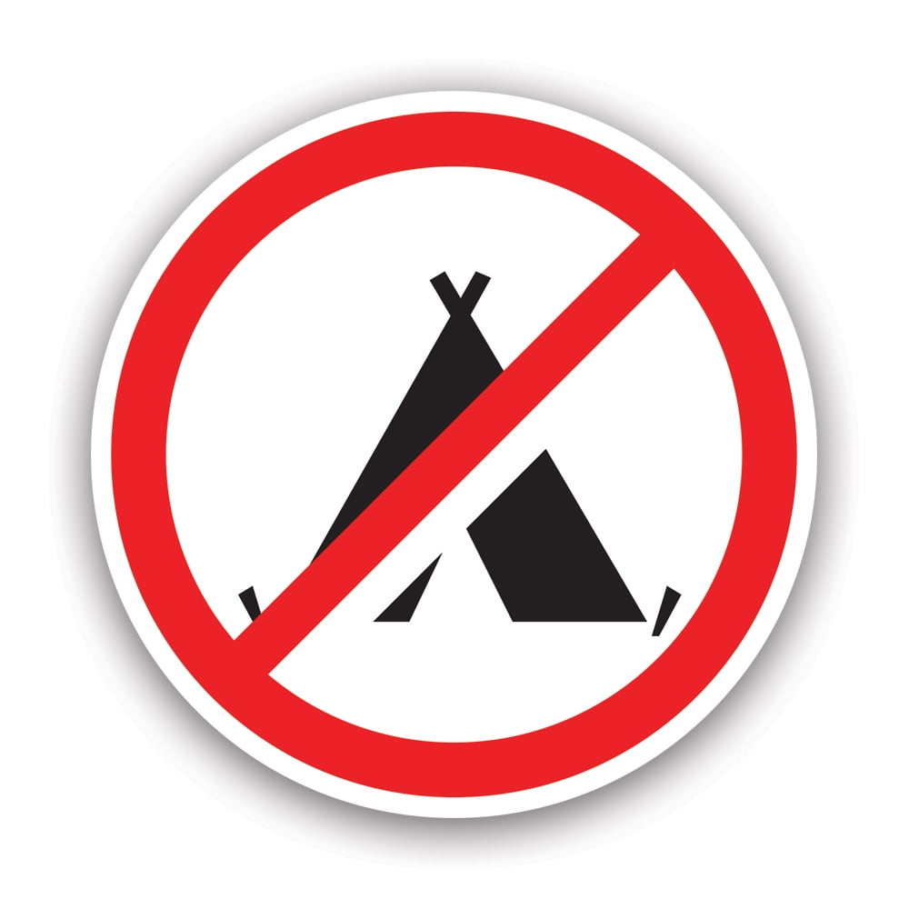 No Camping Sticker Decal - Self Adhesive Vinyl - Weatherproof - Made in ...