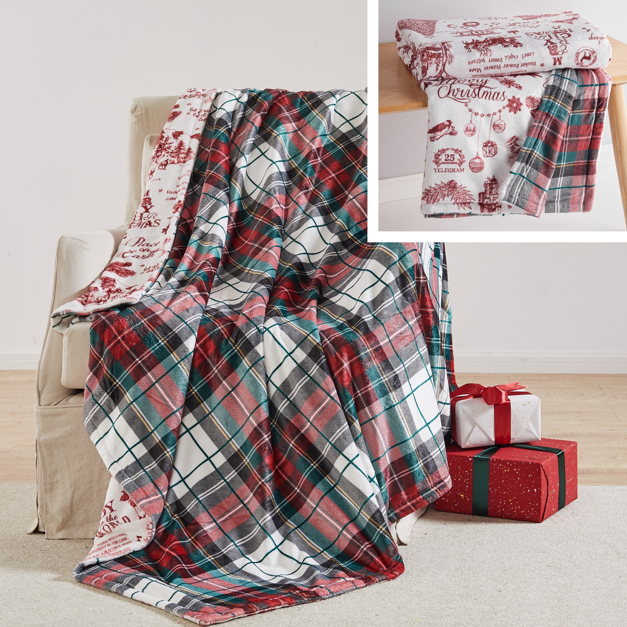 Levtex Home - Yuletide Reversible Blanket - Twin - Christmas Holiday ...
