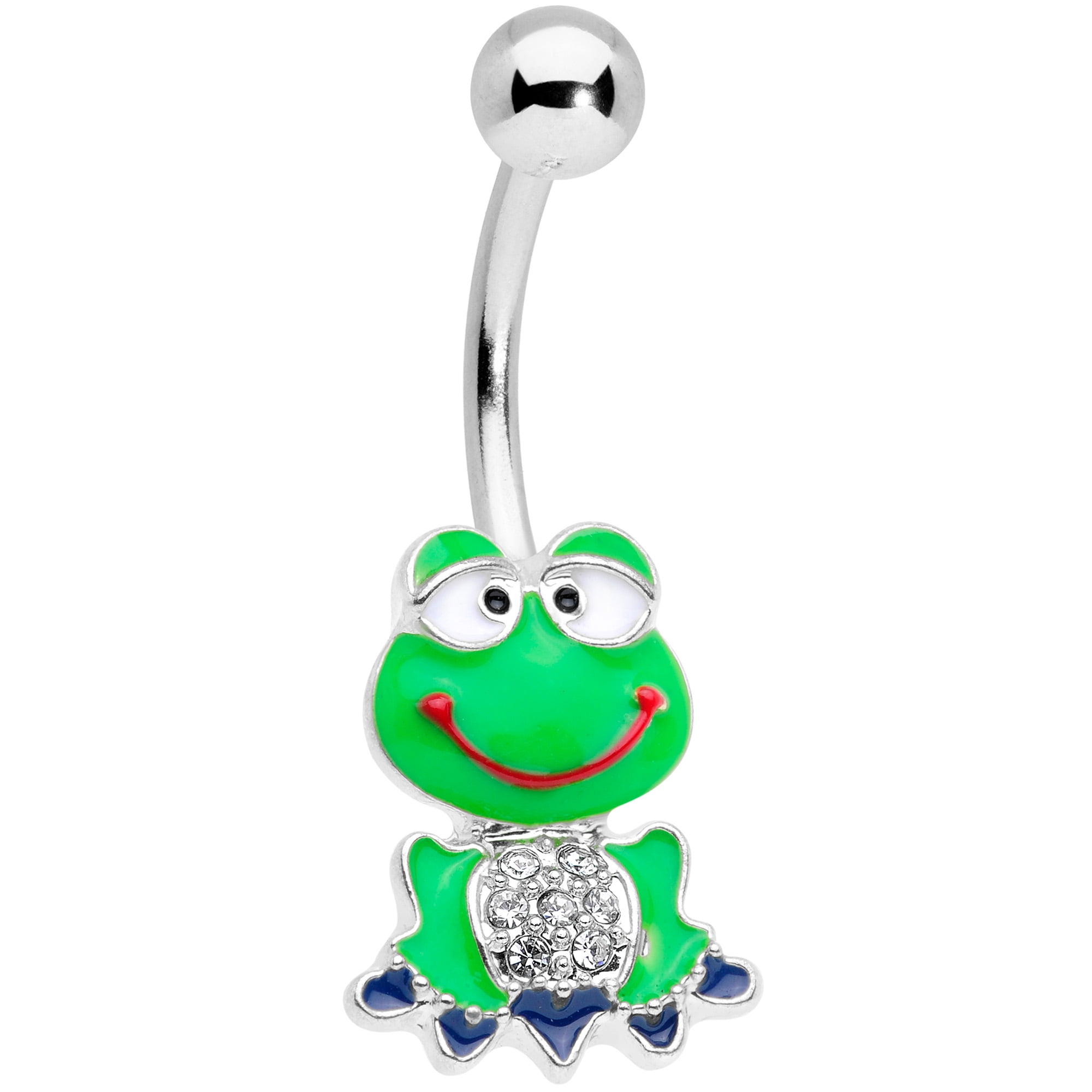 Body Candy Womens 14g 316l Steel Navel Ring Piercing Clear Accent Green