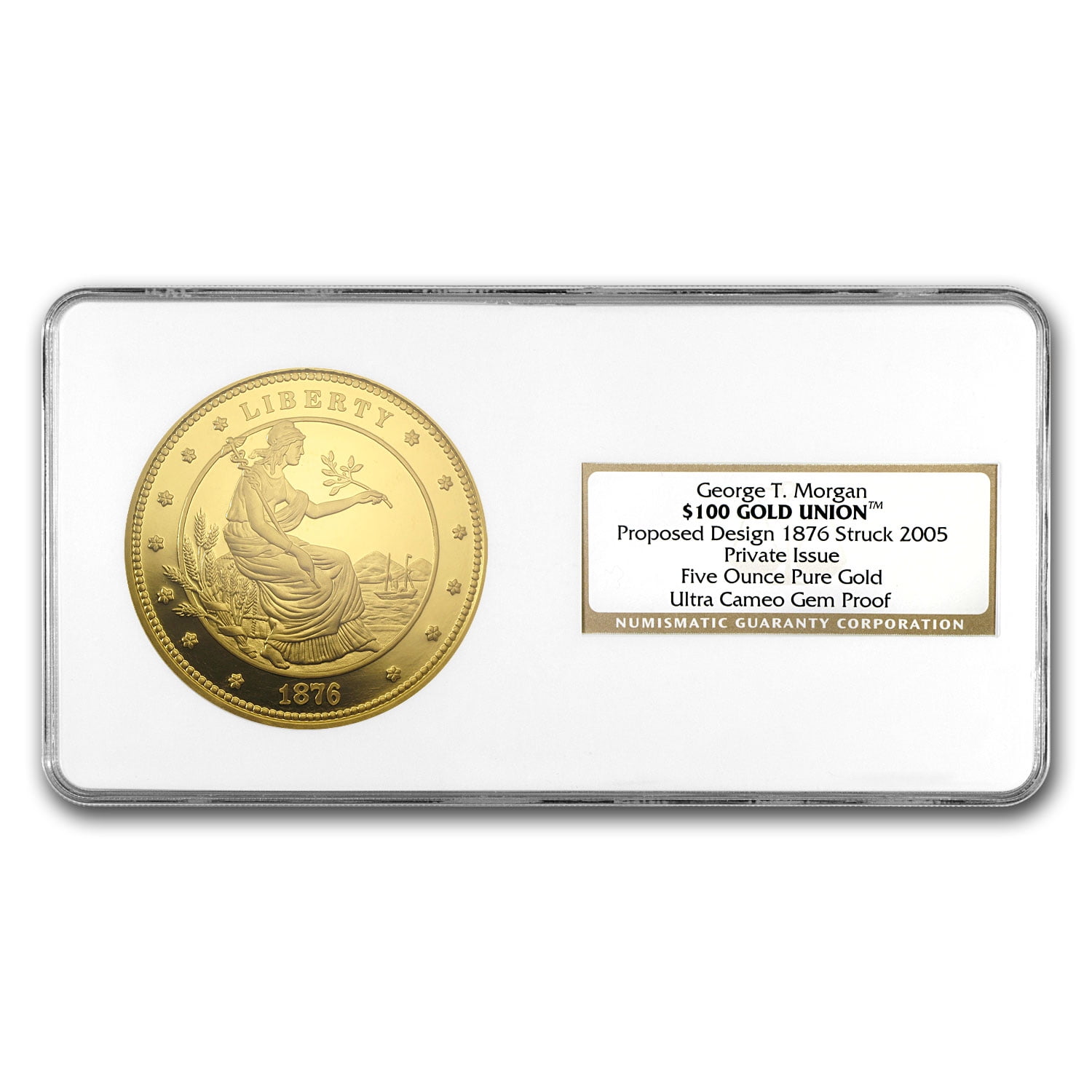 5 oz Gold Round - $100 Gold Union George T. Morgan Gem Proof NGC ...