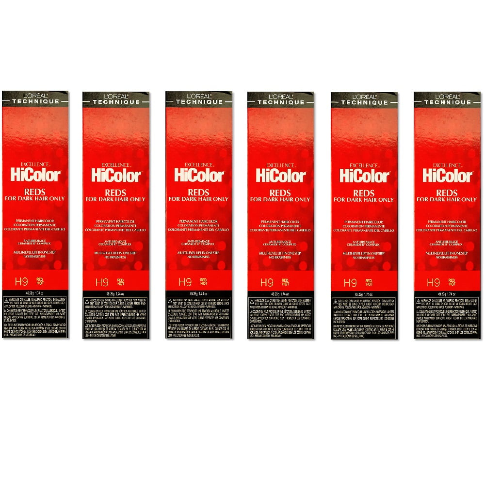 L'Oreal Excellence HiColor H9 Red Hot Permanent Hair Tint HC-05116 (6 ...