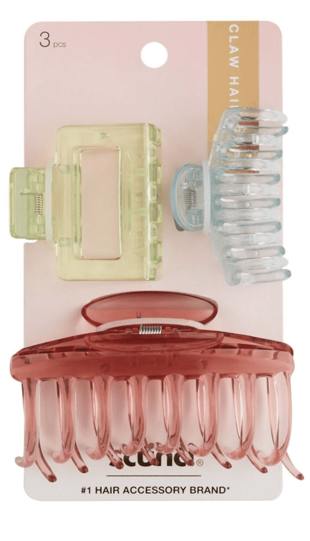 Scunci 3-Pack Claw Hair Clips Blue, Green, Pink Translucent - Walmart.com