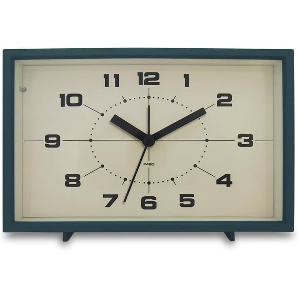 Analog Alarm Clock, 6 inch Silent Non Ticking Small Clock with Night ...
