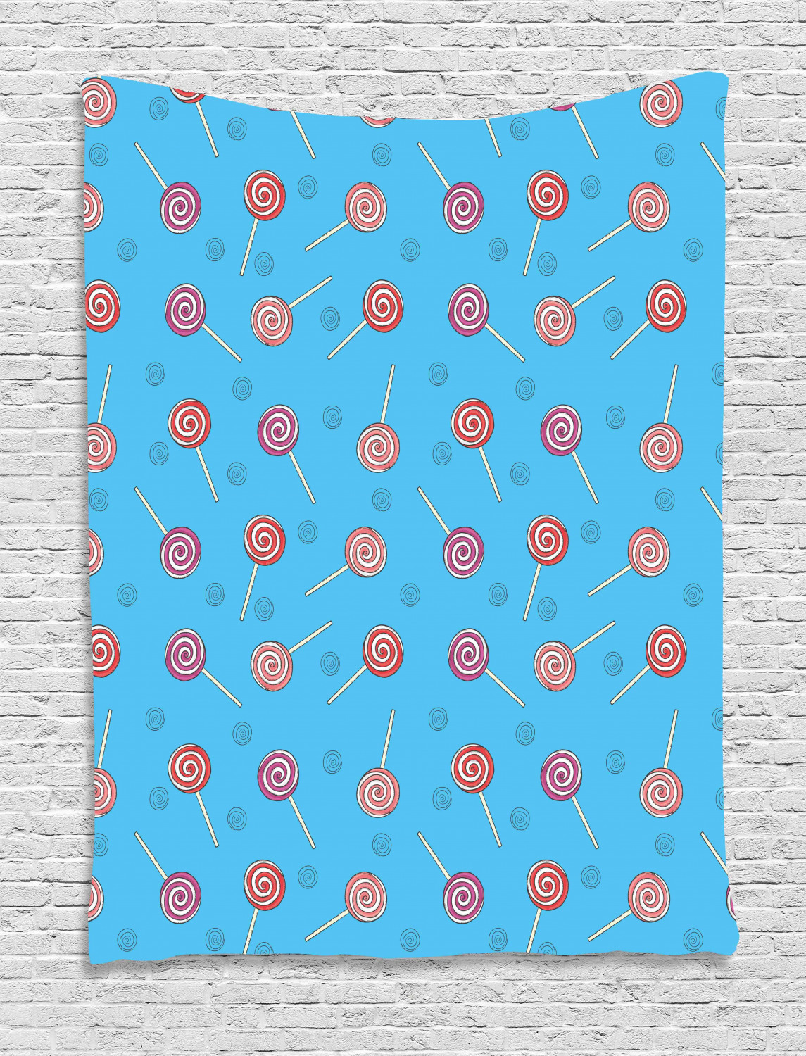 Candy Tapestry, Swirl Motif Tasty Lollipops Cartoon Style Rhythmic ...