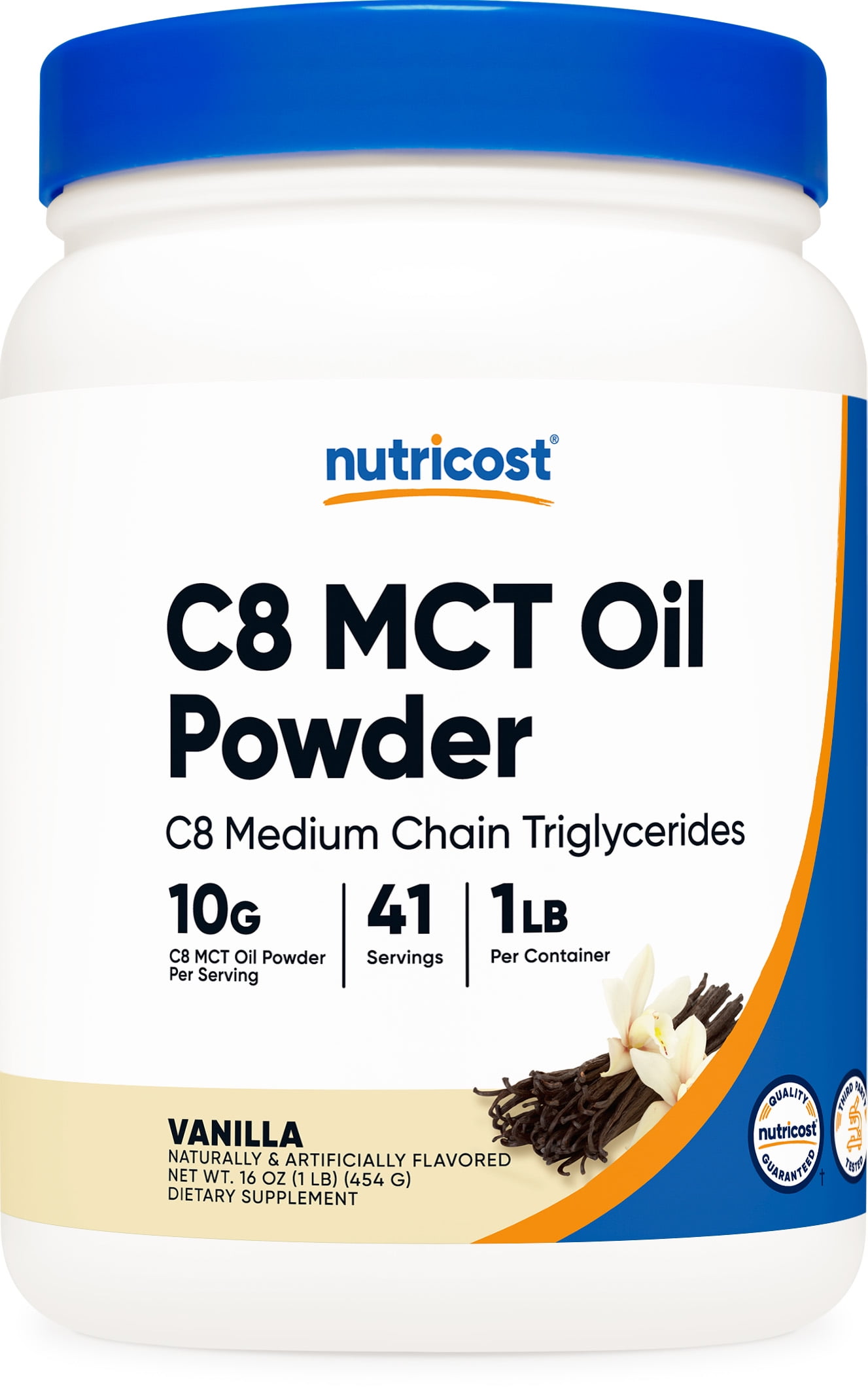 Nutricost C8 MCT Oil Powder 1LB (16oz) (Vanilla) - 95% C8 MCT Oil ...