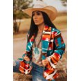 FASHION JUNKY Sky Blue Aztec Printed Lapel Bell Sleeve Jacket (SkyBlue ...