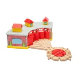 Wooden Train Roundhouse and Turntable Set - Walmart.com