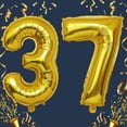 32 inch Huge Gold Foil Mylar Number 37 Balloon - Helium & Air Filled ...