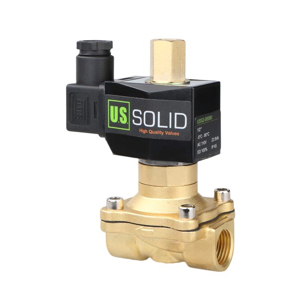 U.S. Solid 1/2" NPT Brass Electric Solenoid Valve AC 110V NBR Semi-Direct Normally Open ...