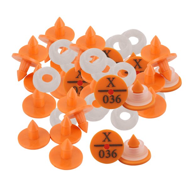 100 Pieces Ear Tag Plastic Anti-Shedding Animal Orange Ear Marker ...