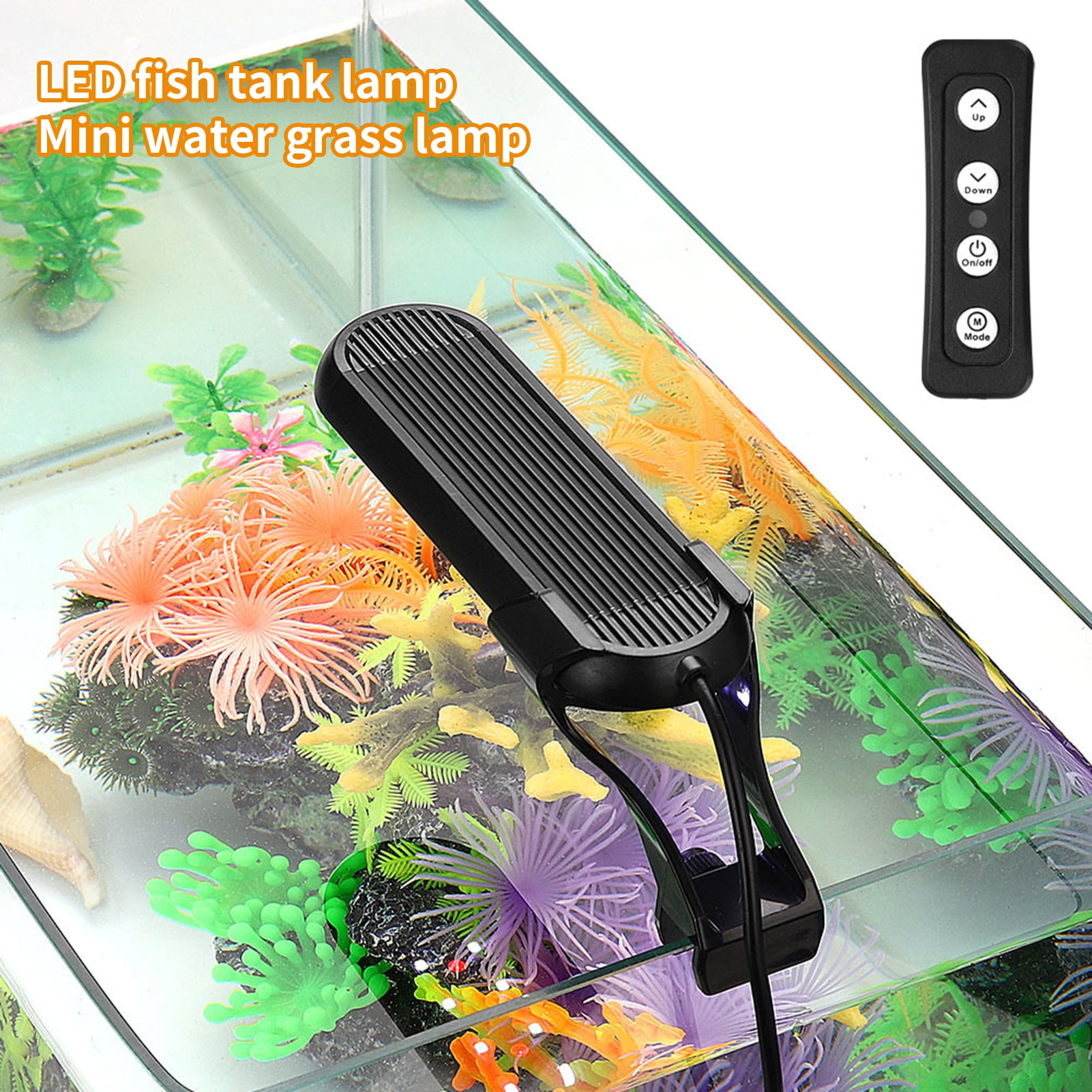 HEVIRGO Waterproof LED Fish Tank Lamp, 14 Modes of Light Colors ...