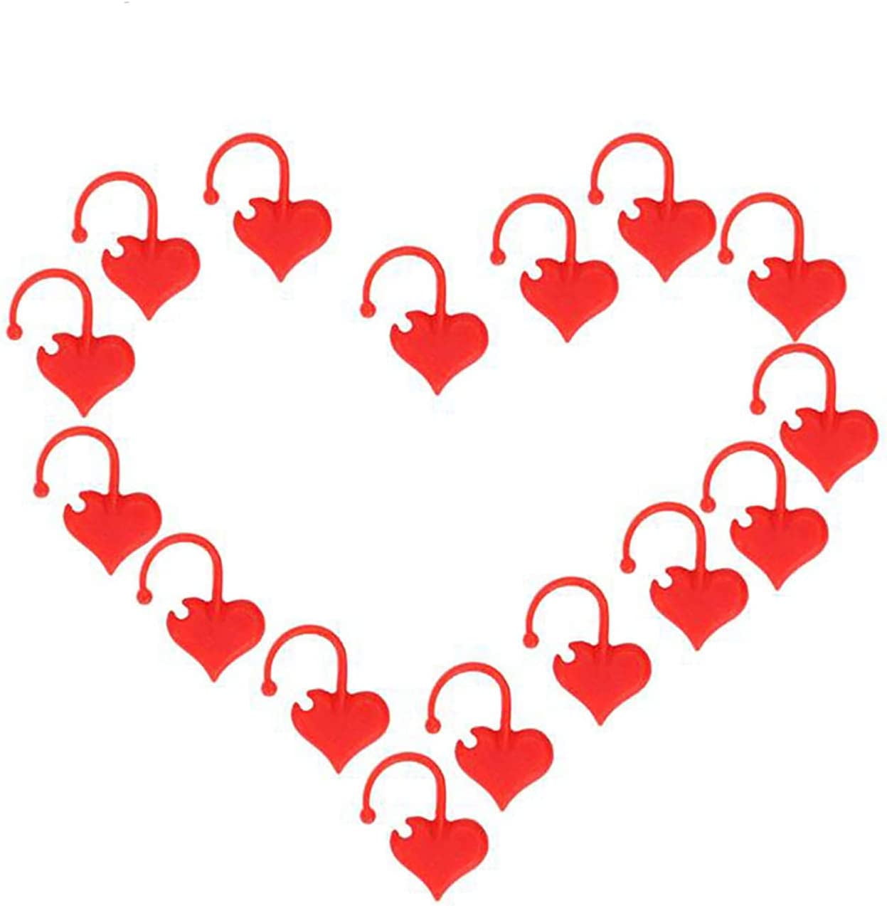 50pcs Heart Shaped Locking Stitch Markers Red Plastic Knitting Stitch ...