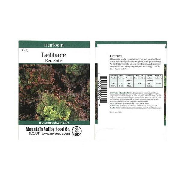Leaf Lettuce Garden Seeds - Red Sails - 2.5 Gram Packet - Non-GMO ...