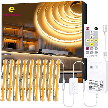 Emitever LED Strip Light,Warm White 3000K,COB Dimmable Tape Lights with ...