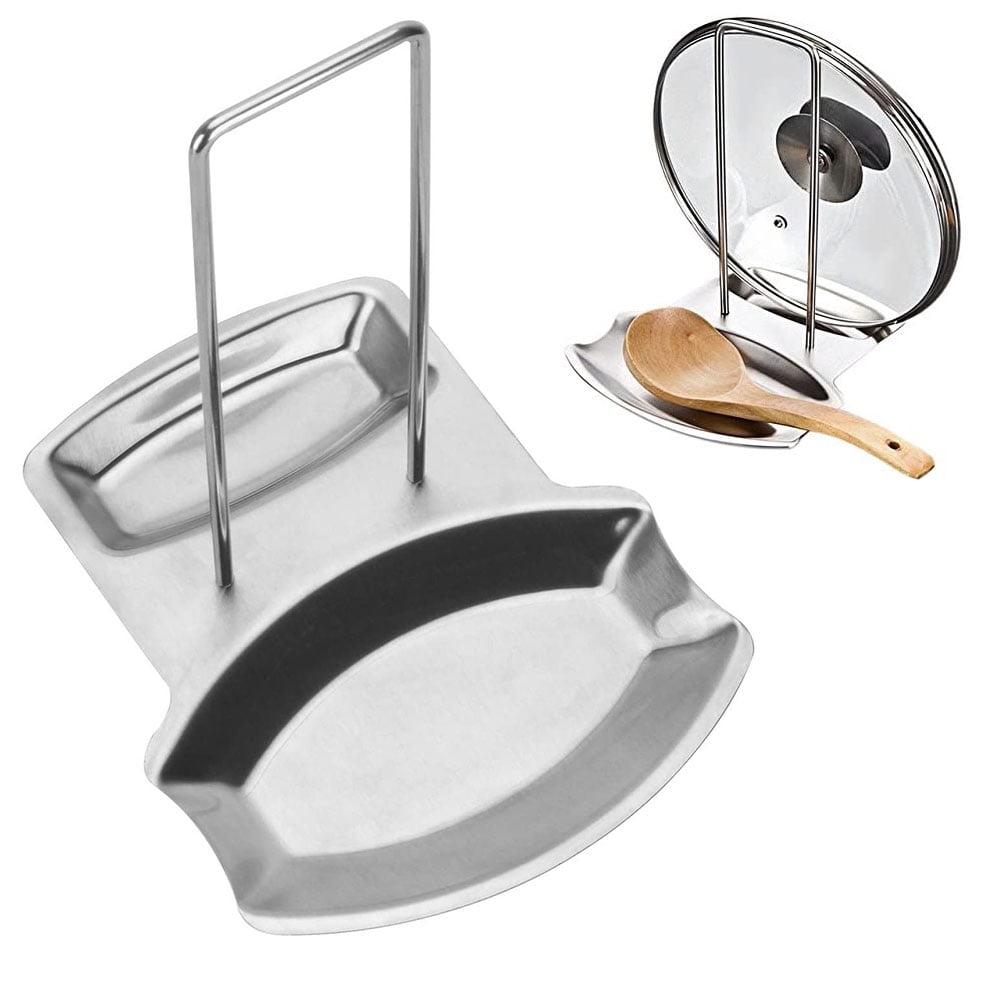 Chok Lid and Spoon Rest, Stainless Steel Pan Pot Cover Lid Rack Stand ...