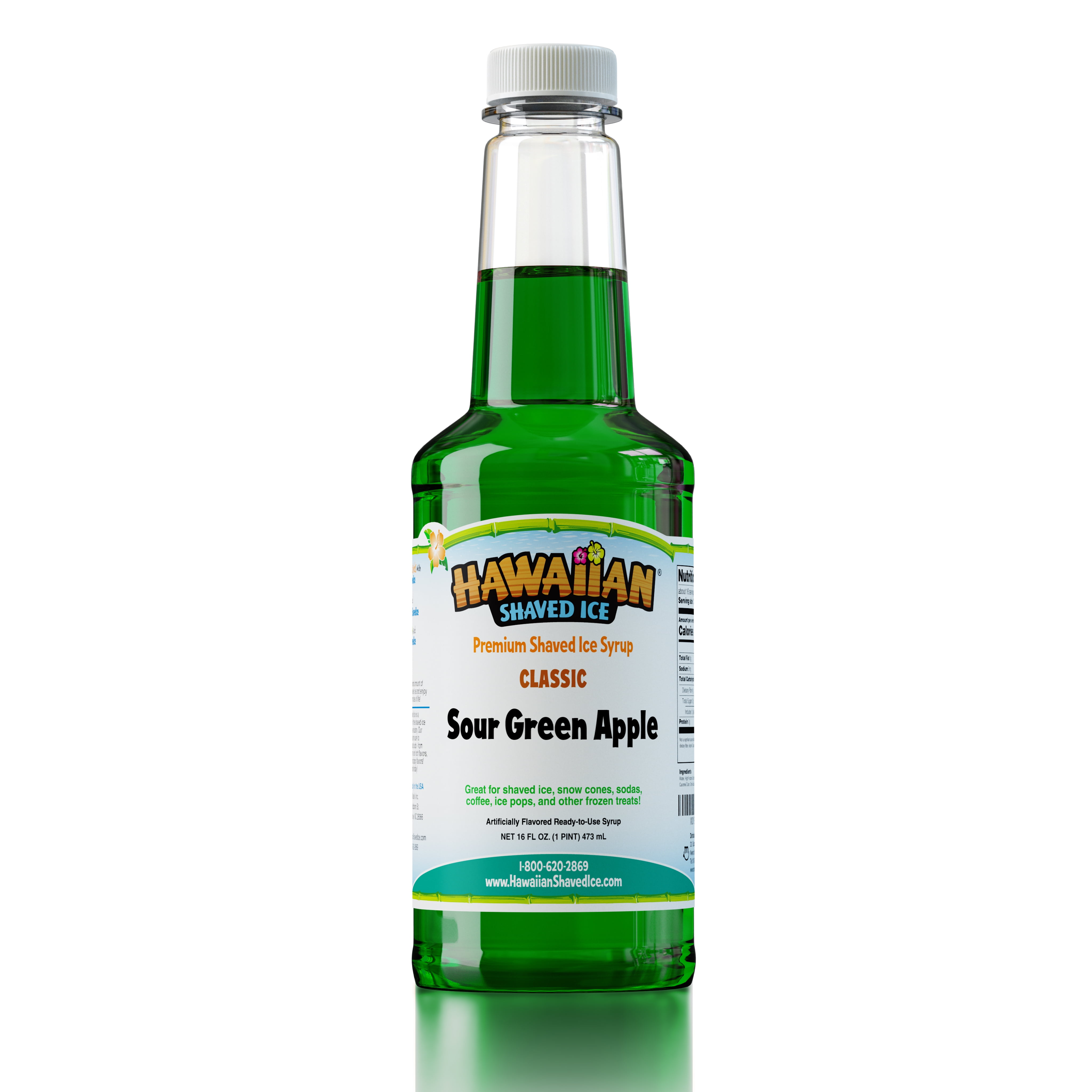 Hawaiian Shaved Ice Snow Cone Syrup Sour Green Apple Pint