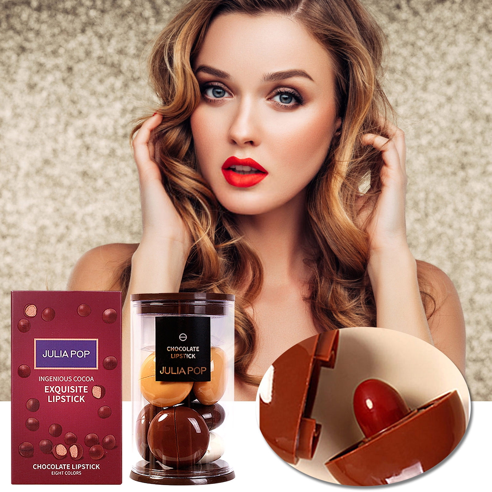 TopLLC Lipstick Chocolate Lipstick Set Capsule Lipstick,8 Colors Cute ...