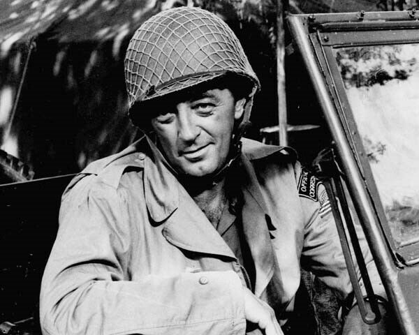 Robert Mitchum classic Mitch smile as he sits in Jeep US Army Rangers ...