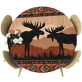 Animal Pattern Moose Silhouettes Round Fitted Tablecloth with Elastic ...