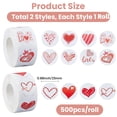 2 Rolls 2 Styles Paper Self-Adhesive Stickers Heart for Gift Packaging ...
