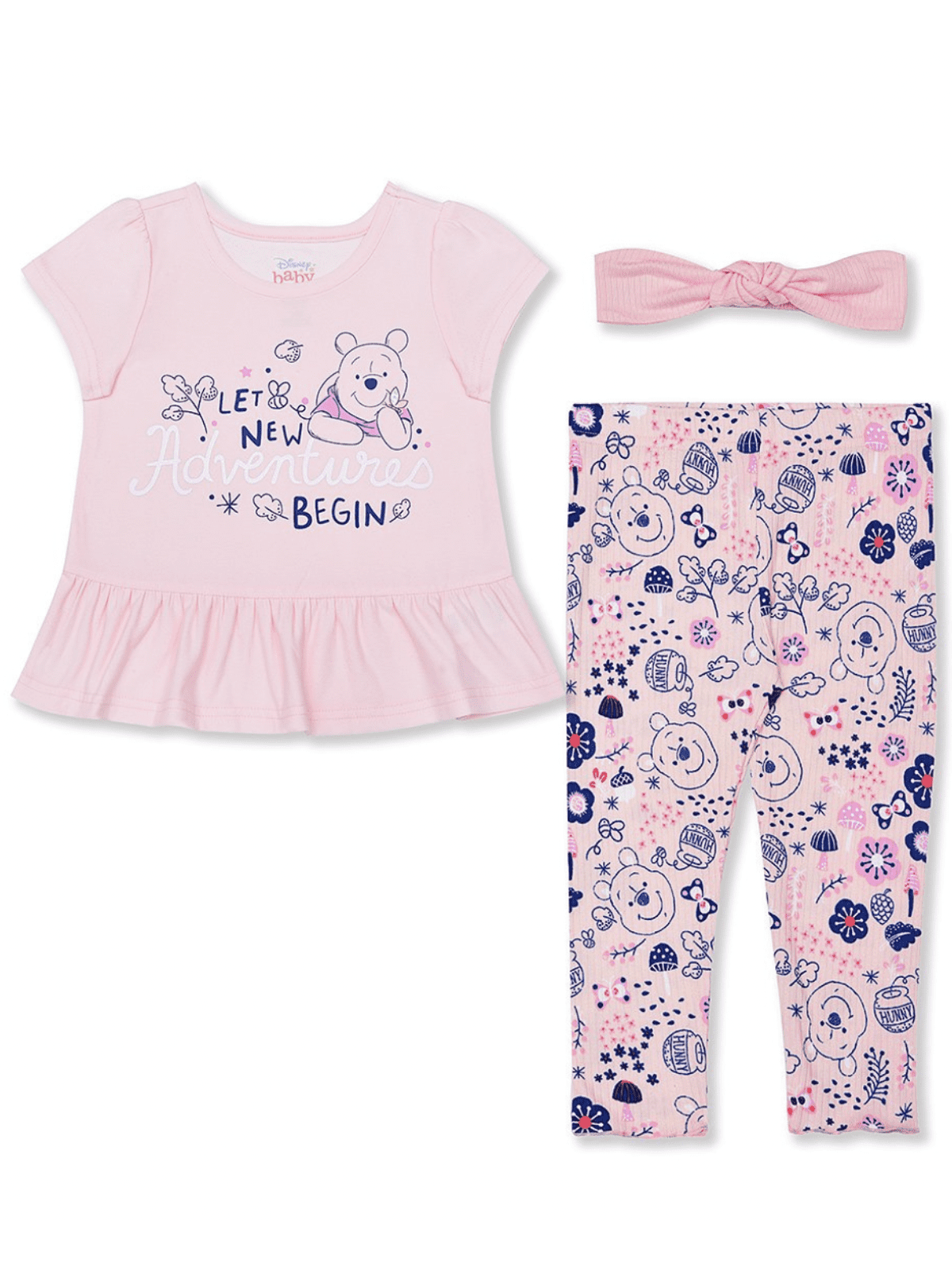 Disney Baby Girls' Cute Winnie the Pooh Clothes Outfit, Ruffle Top and ...