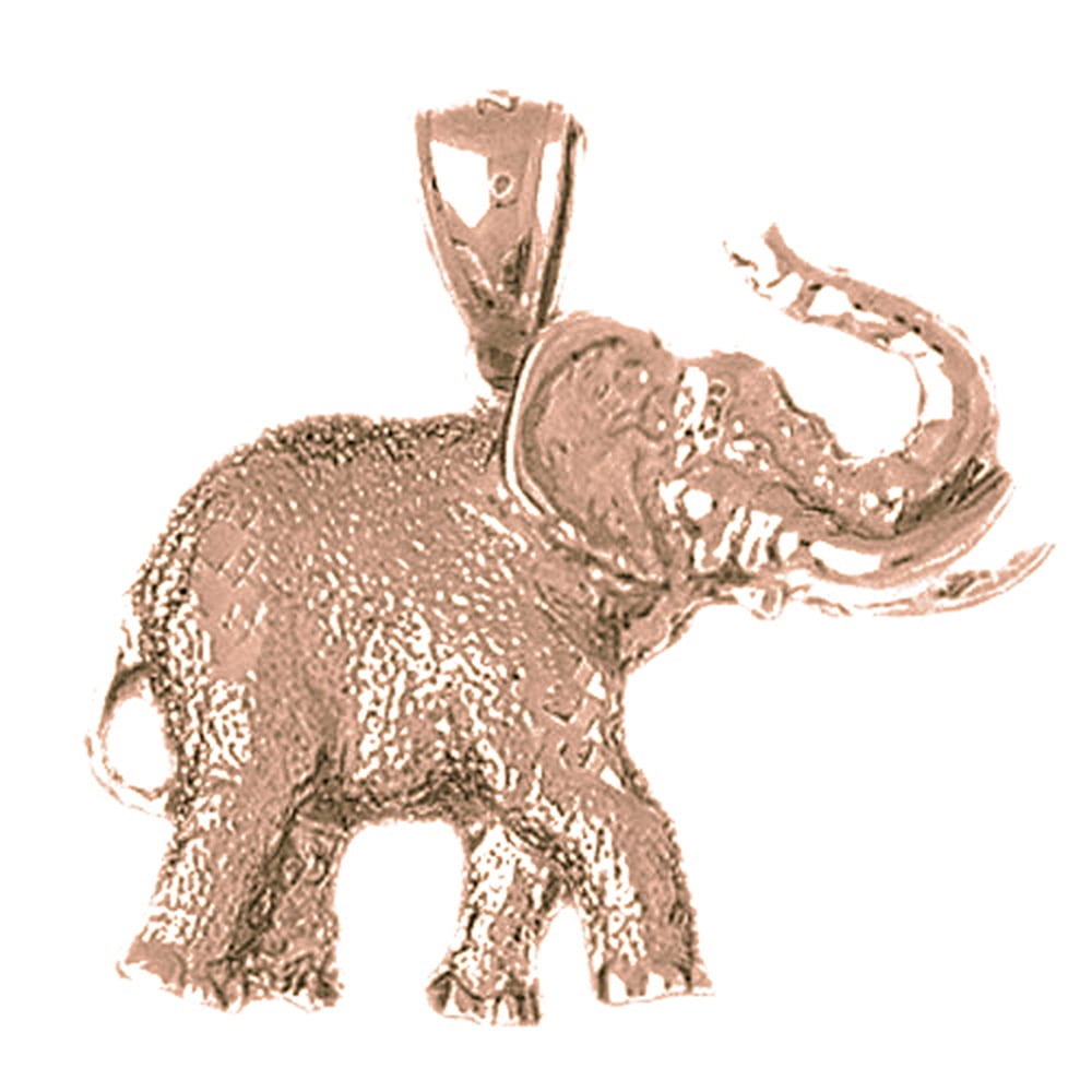 14K Rose Gold Elephant Pendant - 24 mm - Walmart.com