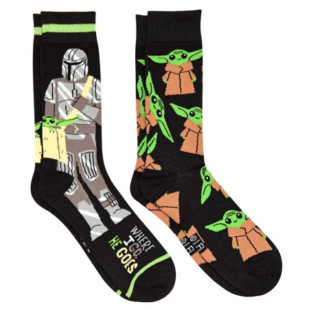 Star Wars Mando Carrying Baby Yoda in Pouch Men's Crew Socks 2 Pair ...