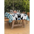 Blue Black Pattern Rectangle Outdoor Tablecloth with Umbrella Hole ...