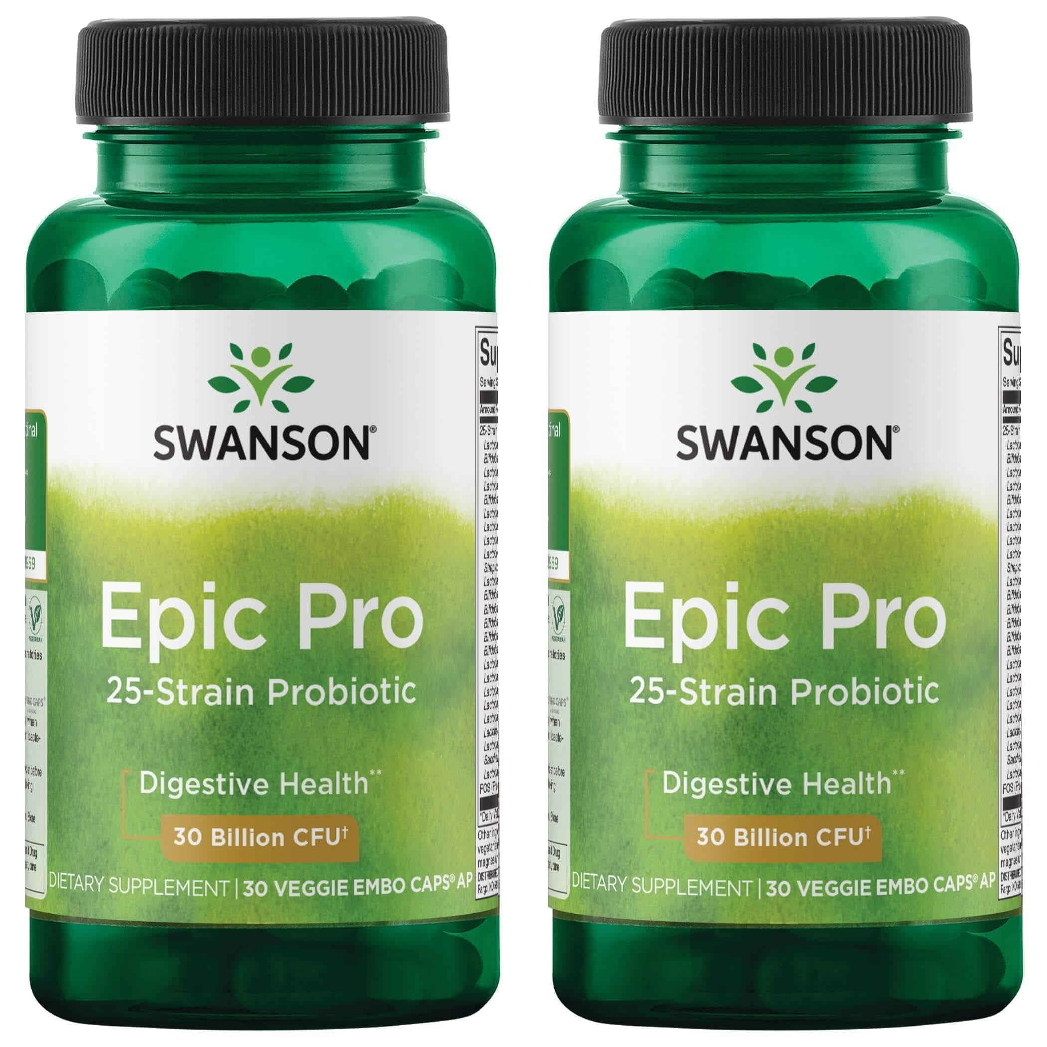 Suplemento probiótico Swanson Epic-Pro de 25 cepas, 30 mil millones de ...