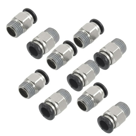 10 x Straight Quick Connectors Pneumatic Fittings 8mm x 1/4" PT Male ...