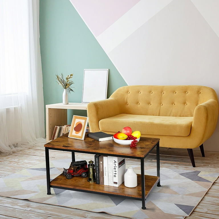 HomGarden Industrial Living Room Rectangle Wood Coffee Table HomGarden Industrial Living Room Rectangle Wood Coffee Table