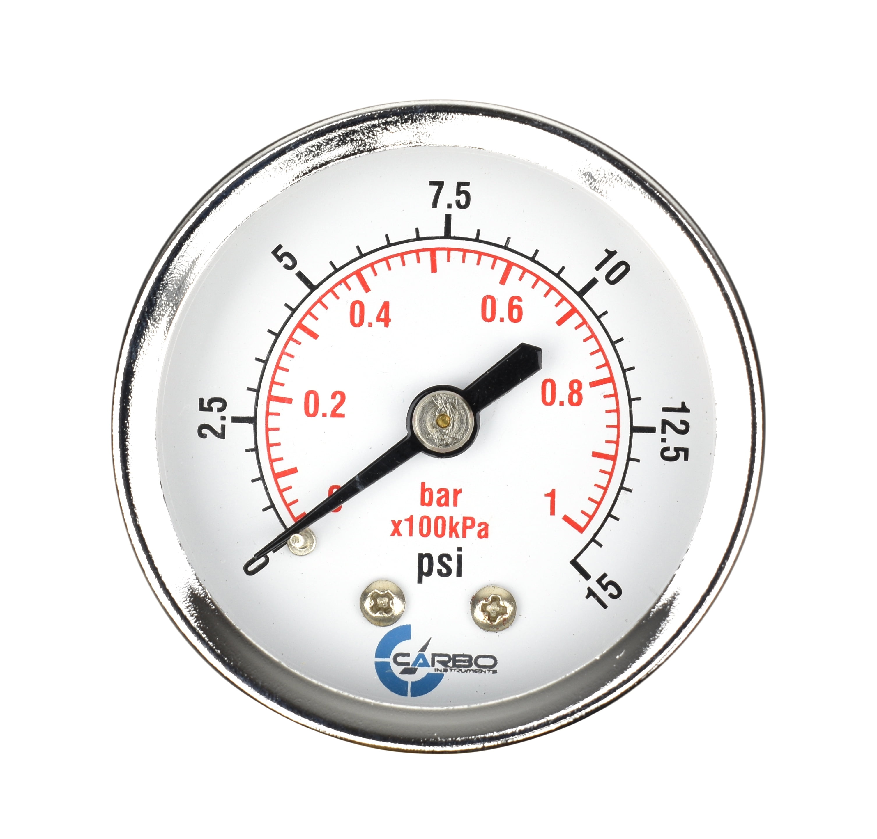 CARBO Instruments 2" Pressure Gauge, Chrome Plated Steel Case, Dry, 0 ...