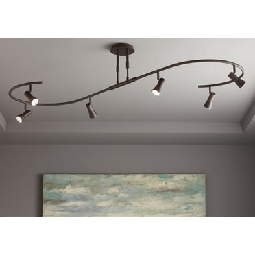 Pro Track Mini S-Wave 6-Head LED Ceiling Track Light Fixture Kit Spot ...