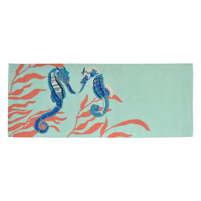 Trans-Ocean Rug Frontporch Seahorse Aqua Indoor/Outdoor Area Rug ...