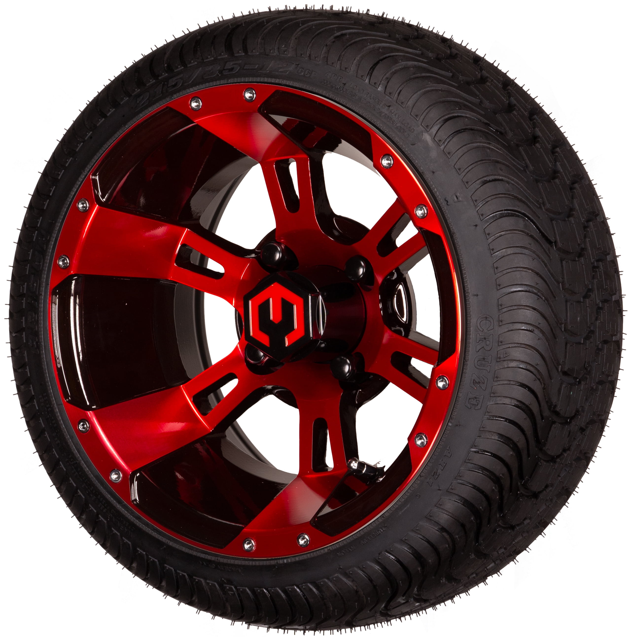 MODZ® Ambush Golf Cart 12" Wheels & Tires - Red & Black - Combo of 4 ...