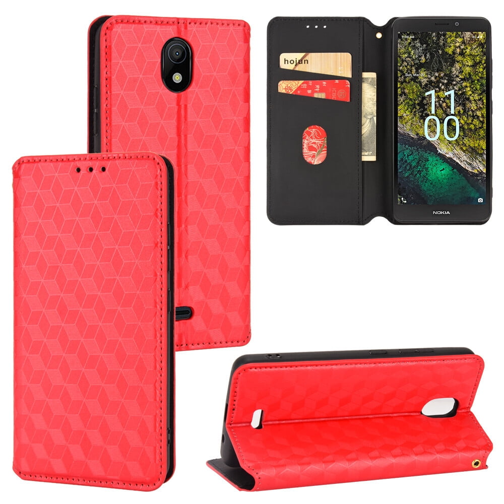 Nokia C100 Case Magnetic Wallet Pu Leather Flip Cover Card Holde Case