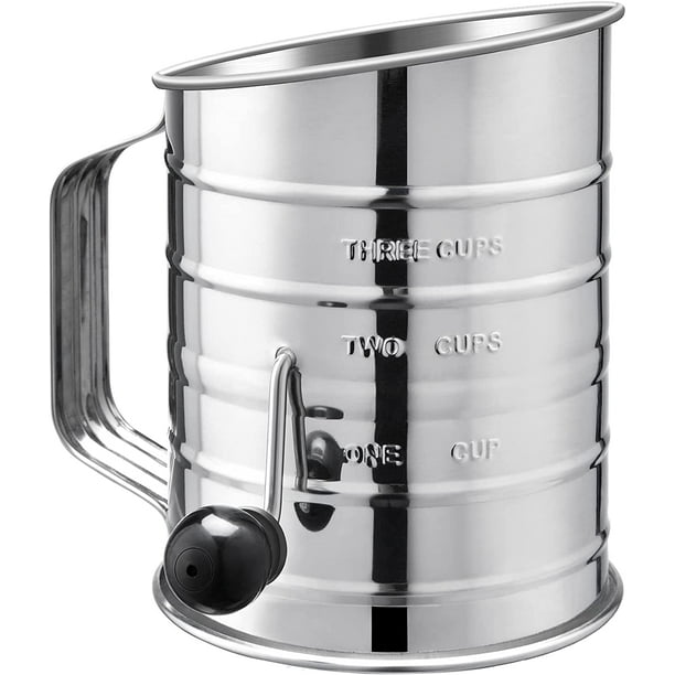 U-Taste Stainless Steel 3 Cup Flour Sifter with 4 Wire Agitators ...