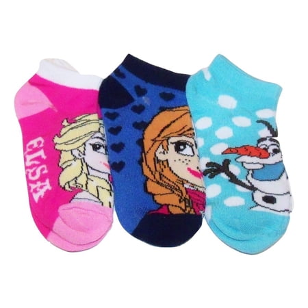 Disney Frozen 3 Socks ~ Size 6-8 (Elsa on Pink, Anna on Blues, Olaf ...