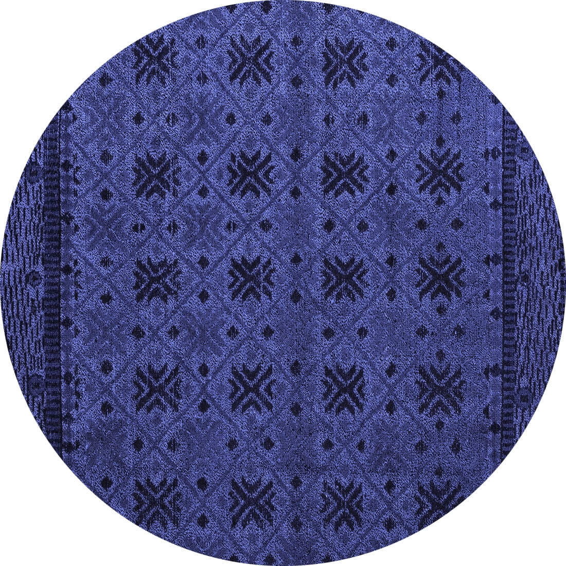 Ahgly Company Machine Washable Indoor Round Abstract Blue Modern Area ...