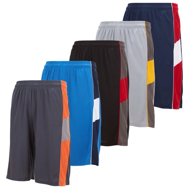 5 Pack: Mens Moisture Wicking Athletic Basketball & Gym Workout Shorts ...