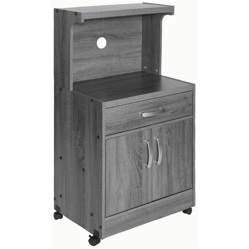 Pemberly Row Modern Kitchen Wooden Microwave Cart in Gray - Walmart.com
