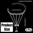 2Pcs Rhinestone Tennis Ring Bracelet Brass Chain Bracelet with ...