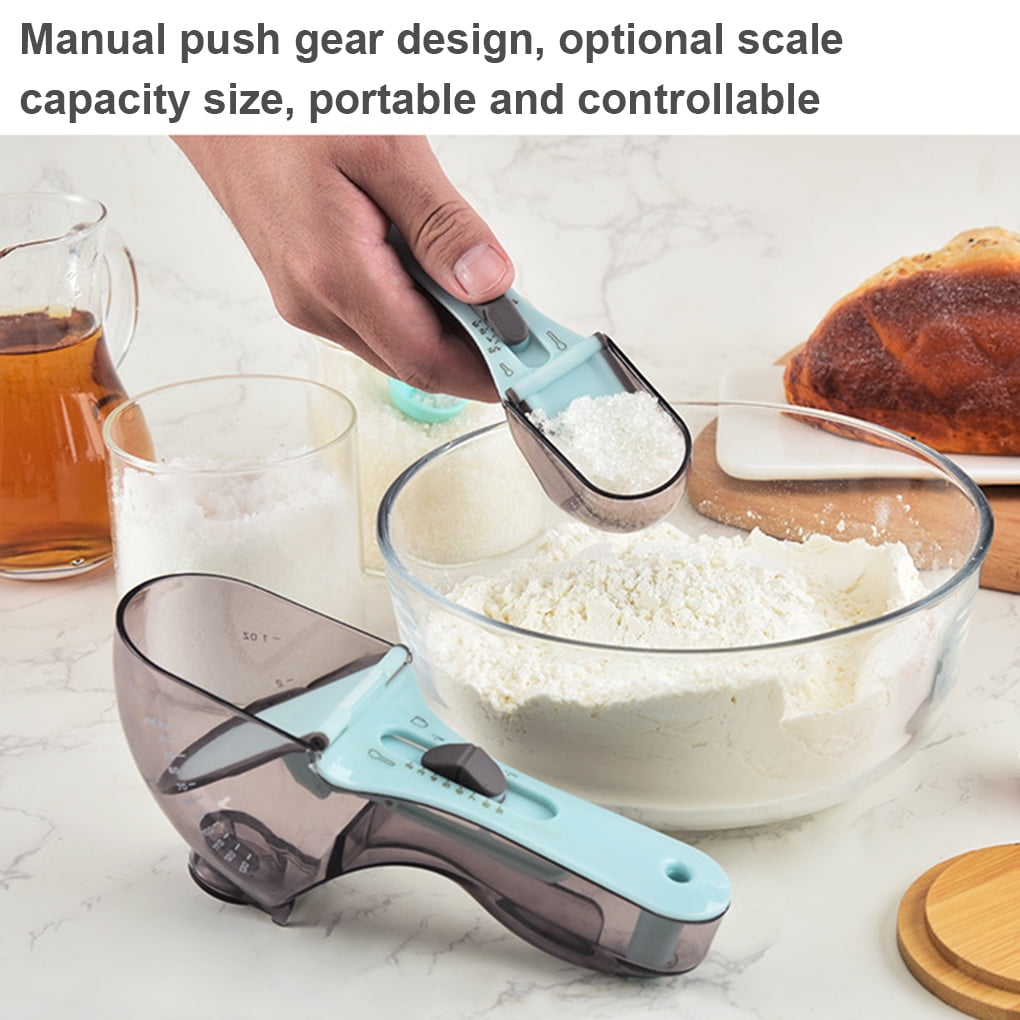 GeweYeeli Adjustable Measuring Cups and Spoons Sets Plastic Scoop Measuring Cup with Magnetic ...