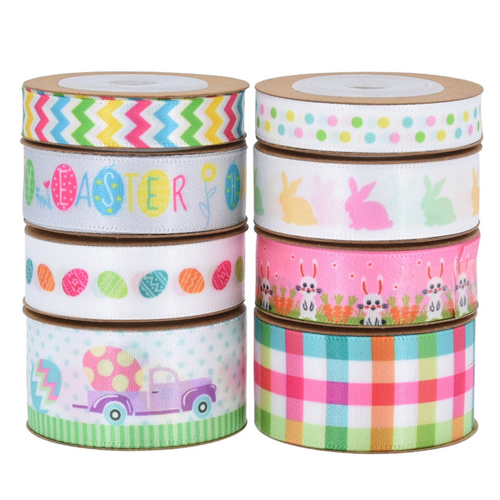 8 rolls of Easter Ribbons Multicolor Decoration Satin for DIY Wrapping ...