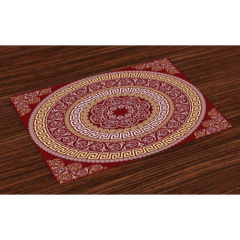 Greek Key Placemats Set of 4 Round and Square Ornament Meander with ...